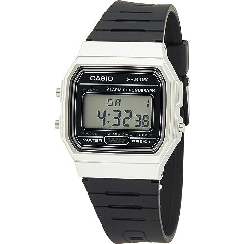 Casio Standard F-91WM-7ADF Digital Watch, Silver Resin Band, Water ...