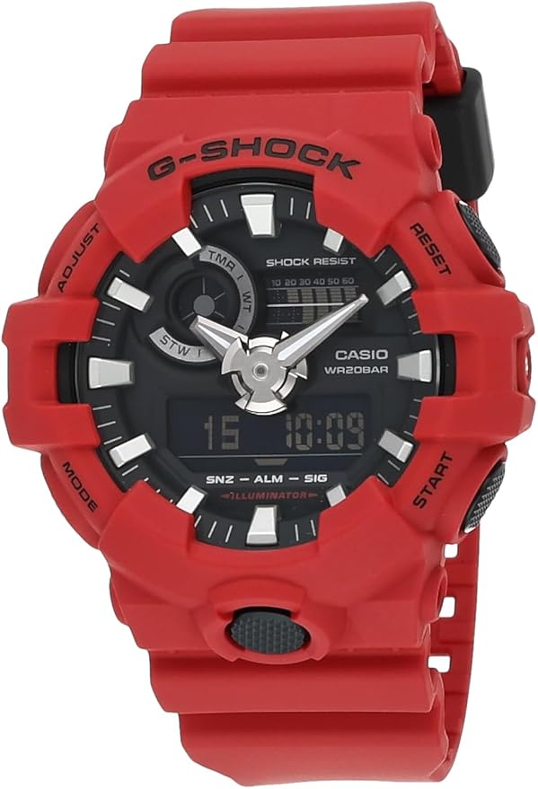Casio GA-700-4ADR G-Shock Analog-Digital Watch, Red Resin Band ...