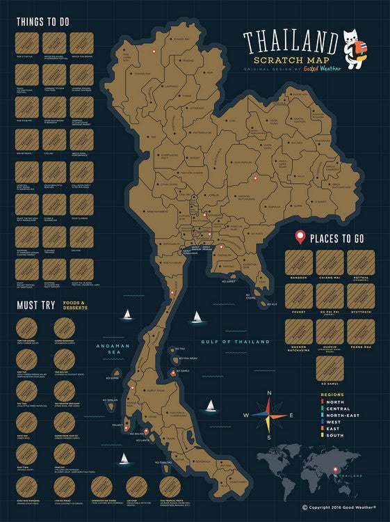 Thailand Scratch Off Travel Map Personalized Poster