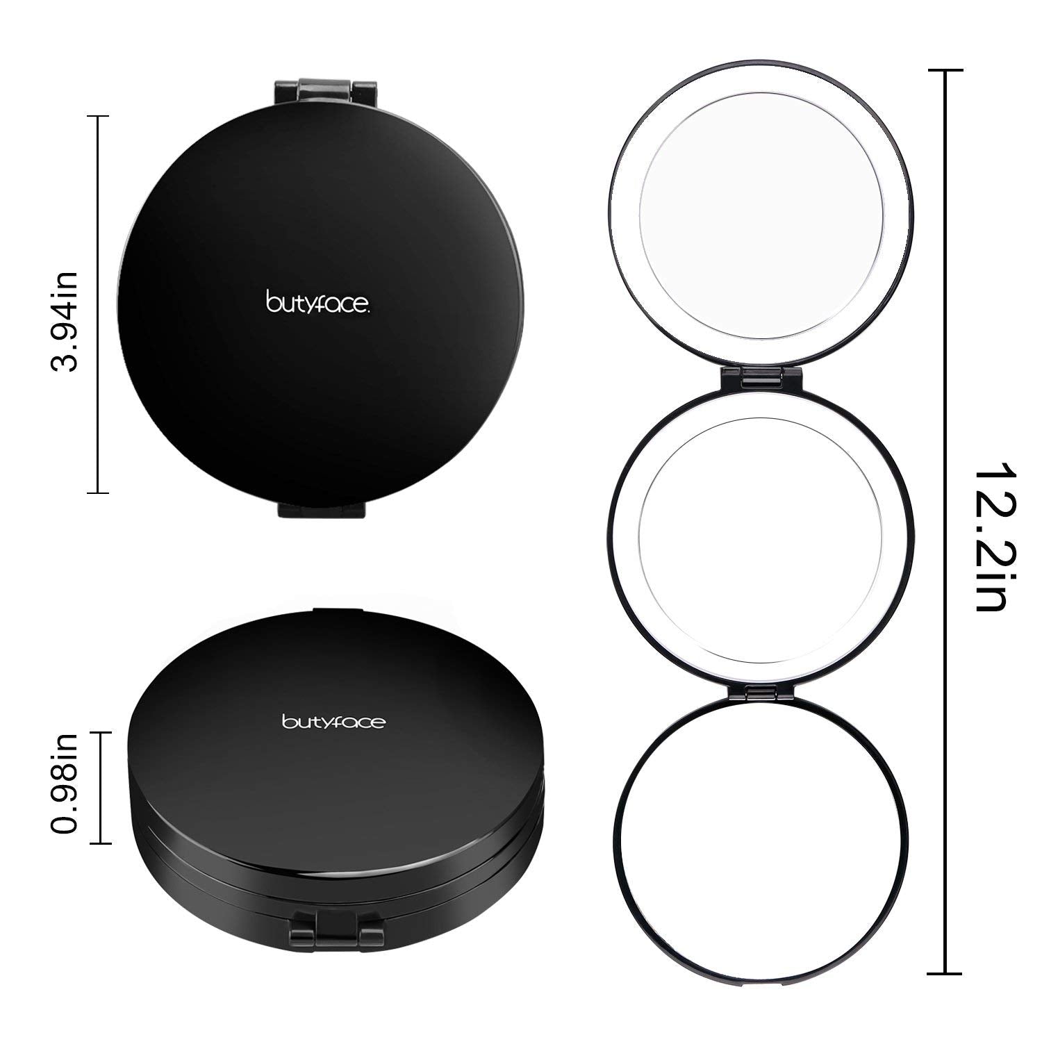 LED Lighted Travel Makeup Vanity Magnifying Mirror Rechargeable - 1X/5X ...